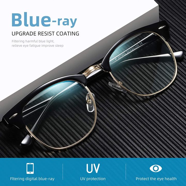 UNIQUE Anti Radiation Blue Light Blocking Gles Retro Semi Rimless UV400 ...