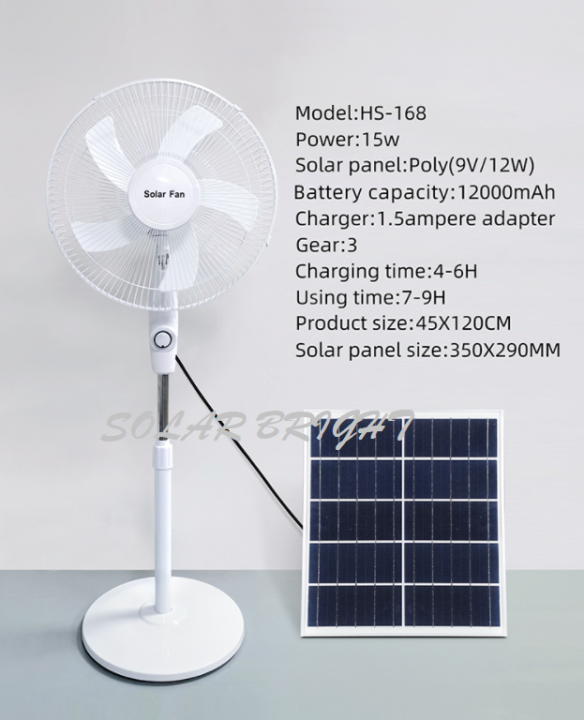 Solar DC Fans Complete Set With Solar Panel Built-In Battery 18000mAH ...