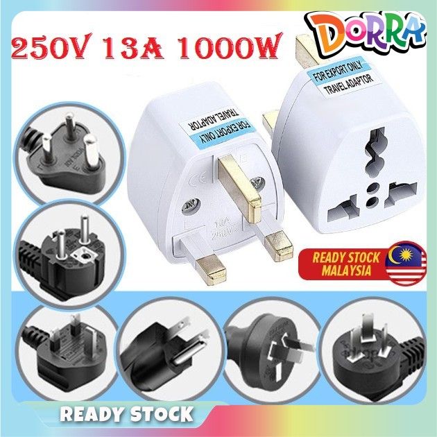 3-Pin Universal Adapter Plug Head UK 3 Pin Malaysia Socket US/EU/AU to ...