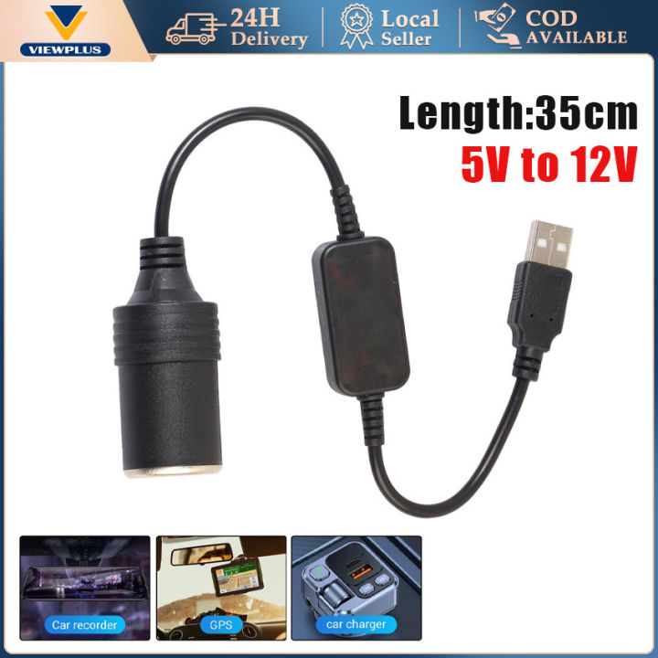 Universal 35CM 5V 2A USB To 12V Male to Female Car Socket Adapter ...