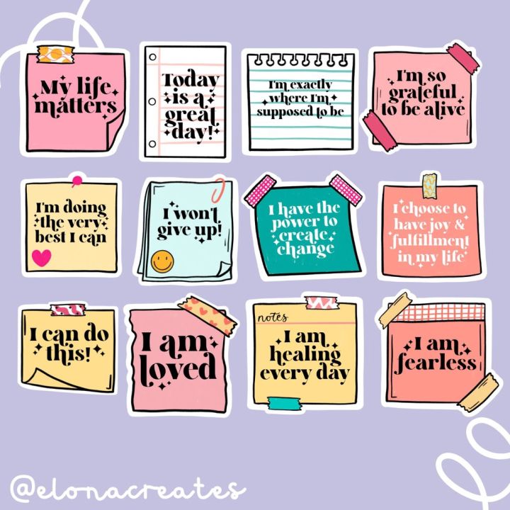 Positive Affirmation Sticky Notes Die Cut Stickers For Planners ...
