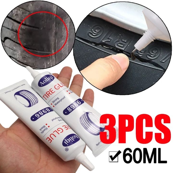 3Pcs Black Tire Repair Glue Car Bike Motorcycle Tyre Repair Instant Liquid Strong Glues Wear ...