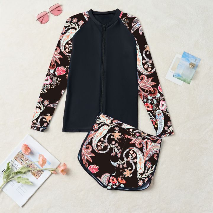 【Queen】Rush Guard Terno Swimwear Swim Set Rashguard Swimming Shorts ...