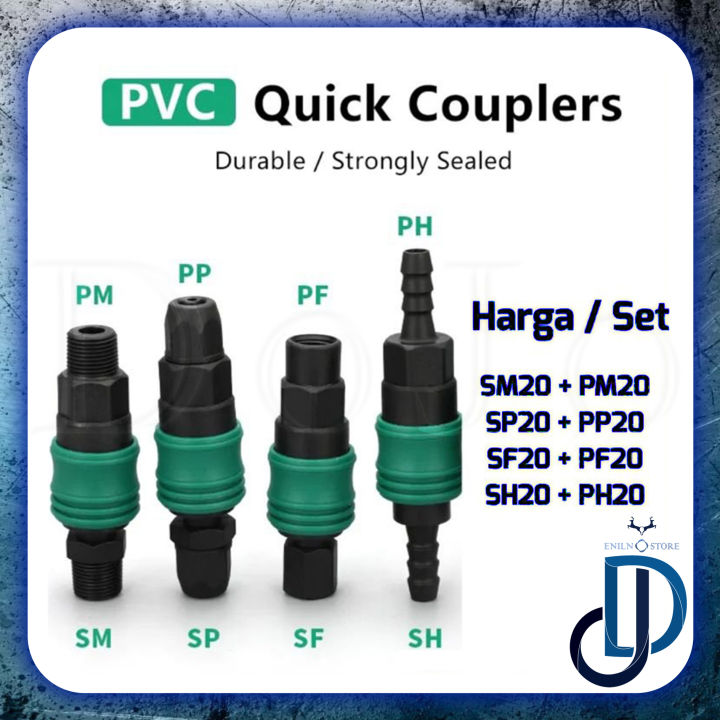 Quick coupler PVC 1/4 SAMBUNGAN SELANG ANGIN Spray Gun Kompresor ...