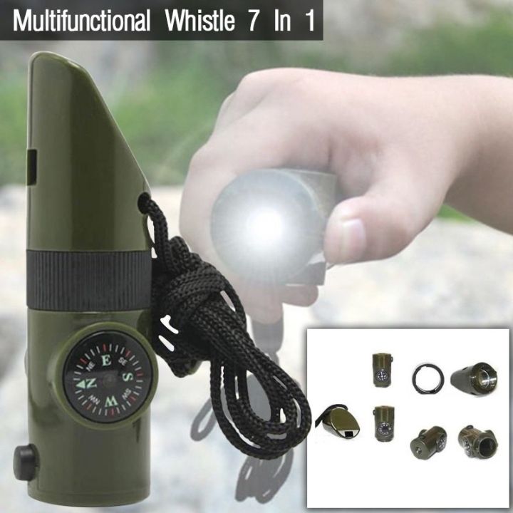 Multifunctional whistle 7 in1 survival trekking compass mirror ...