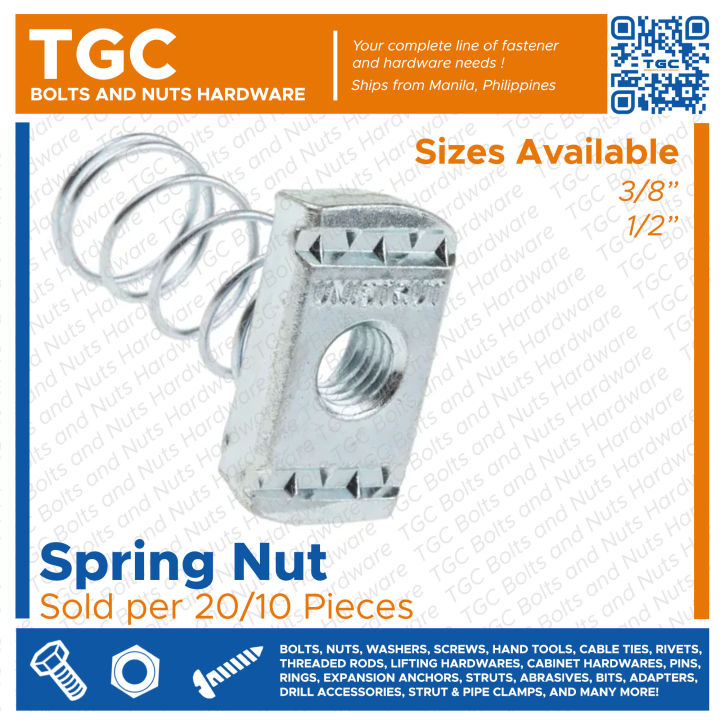 20/10PCS Spring Nut 3/8 1/2 inches Galvanized GI for Unistrut Channel ...