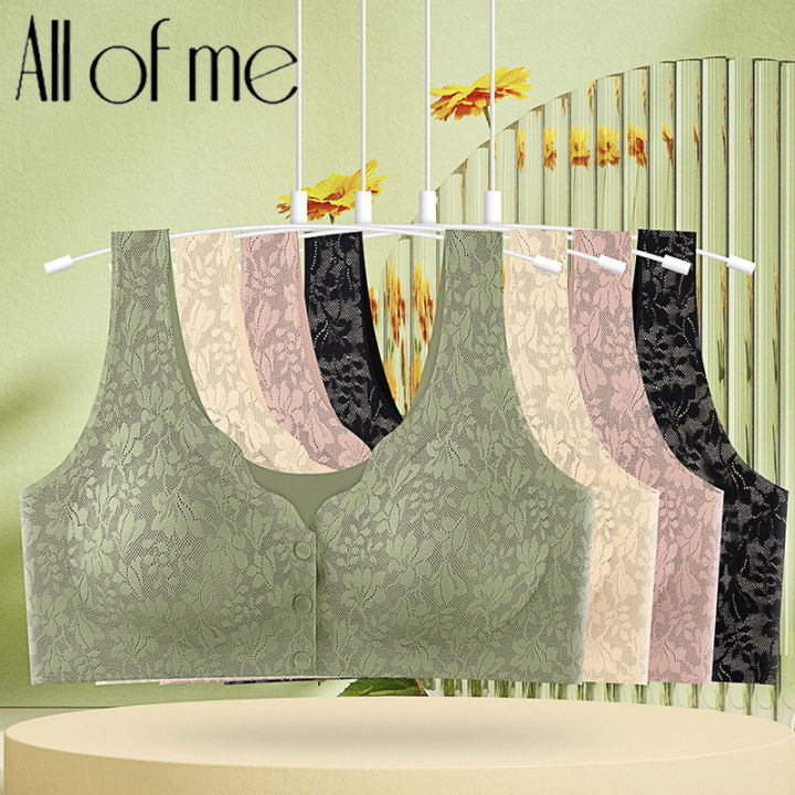 AllOfMe M-3XL Bra Plus Size Front Closure Comfortable Wirefree Gathered ...