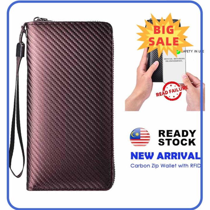 ⭐ [100% ORIGINAL] ⭐ NEW ARRIVAL RFID Carbon Fiber Zip Wallet Long ...