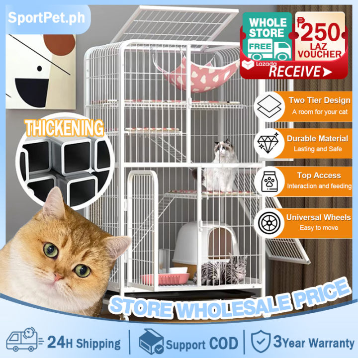 Cat Cage Villa 4 Layer Large Space Pet Cage Foldable Sturdy Pet ...
