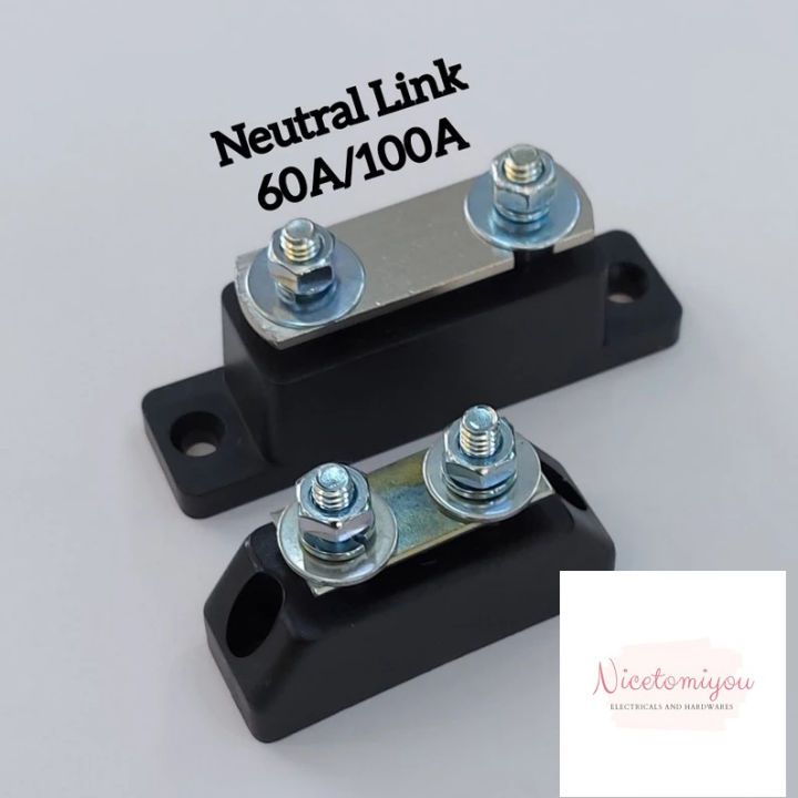 60A / 100A DOUBLE HEAD NEUTRAL LINK CONNECTOR BAR (BLACK) C/W BUSBAR ...