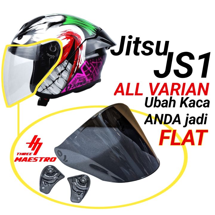 Kaca Helm JITSU JS1 Visor Helmet FLAT venom open TEBAL PREMIUM by Three ...