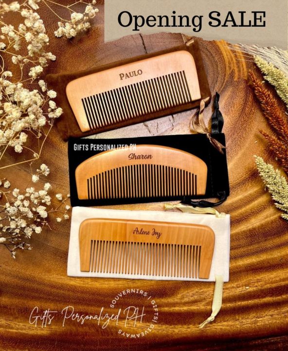 Personalized Wooden Hair Comb TINY SIZE 12.5cm L Velvet Pouch Available ...