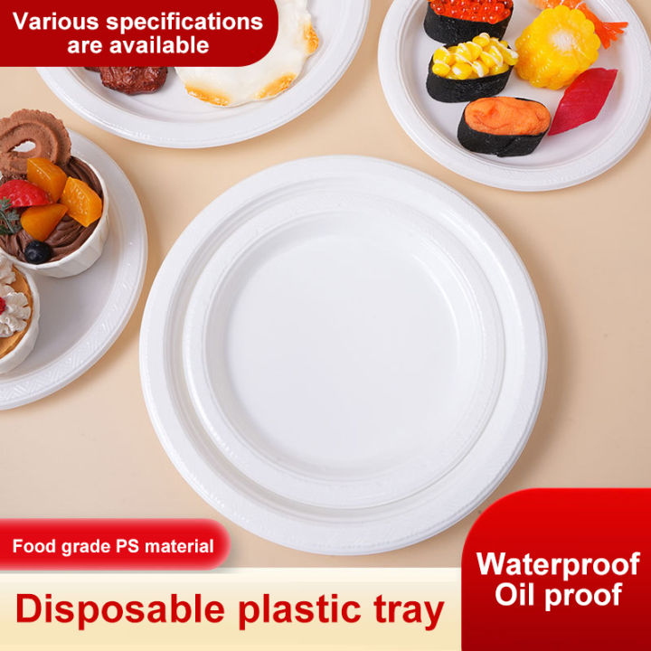 10pcs Disposable Round Plates Plastic Round Plates Eco Tray Barbecue ...