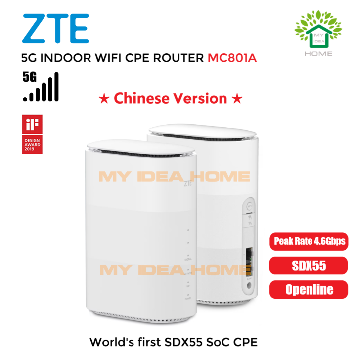 ZTE 5G CPE WiFi 6 Router LTE+5G EN-DC peak rate 4.6Gbps Wi-Fi 6, 2.4G&5G dual band, 2*2 MIMO ...