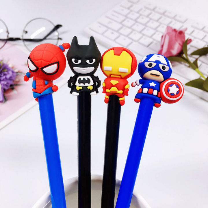 Superhero 0.5mm Ball Pen Black Ink Iron man Batman Captain America ...