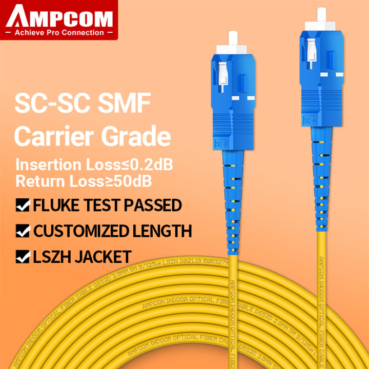 AMPCOM Single Mode Fiber SC SC Fiber Optic Patch Cable Simplex Duplex 9 ...
