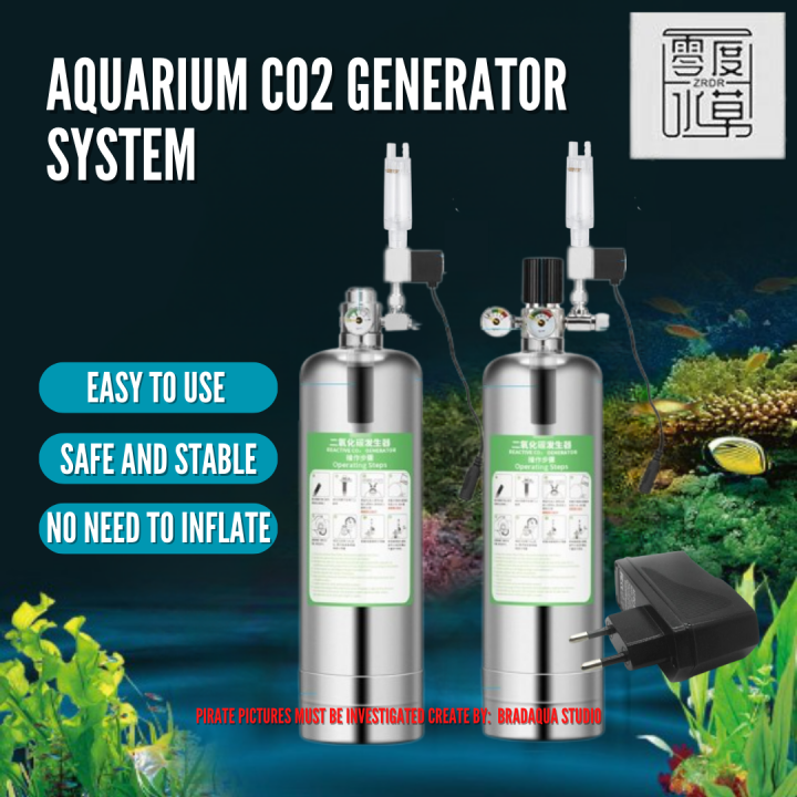 ZRDR Aquarium CO2 Generator System Carbon Dioxide Reactor Kit with Regulator and Needle Valve ...