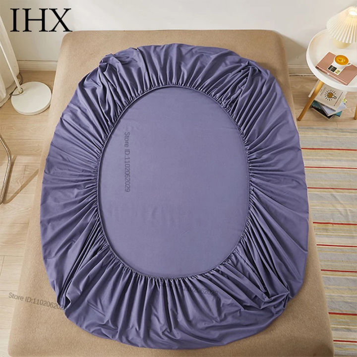 DSFLY IHX Fitted Bed Sheet with Elastic Band Solid Color Mattress Cover ...