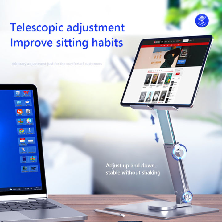 Tablet Stand Desk 360 Rotation Adjustable Multi-Angle Height Foldable ...
