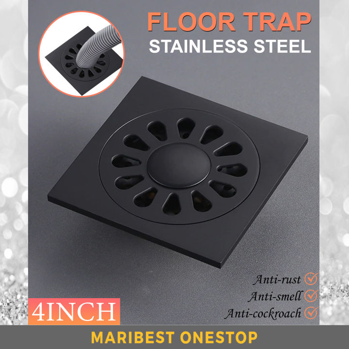10cm Stainless Steel Black Floor Drain Bathroom Shower Floor Drain ...
