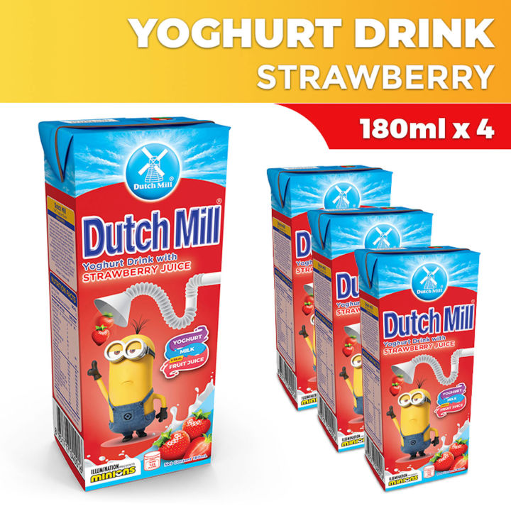 Dutch Mill UHT Yoghurt Drink Strawberry 180ml x 4 brick | Lazada PH