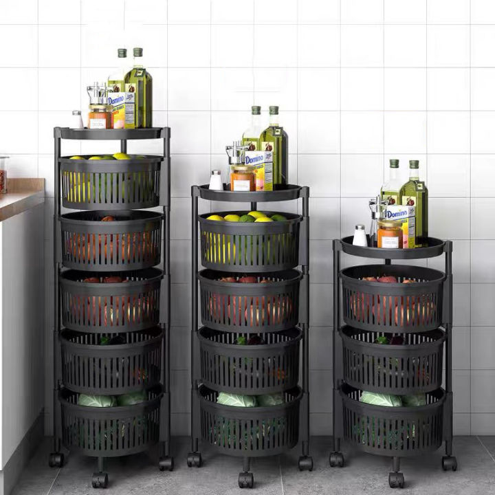 5 Layer Rotatable Kitchen Utility Trolley Cart Shelf Storage Rack ...