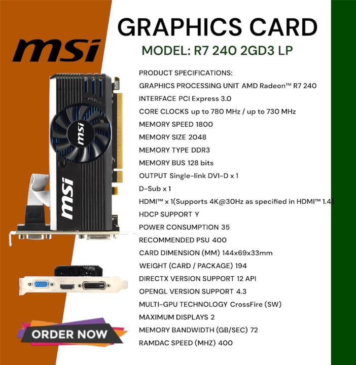 MSI GRAPHICS CARD R7 SERIES (PRELOVED) | Lazada PH