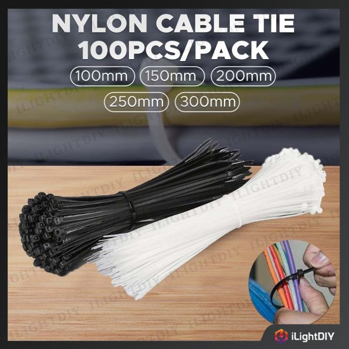 NYLON CABLE TIE 4″ 6″ 8″ 10″ 12″ 100MM-300MM BLACK/WHITE 100PCS/PACK NYLON WIRE TIE | Lazada