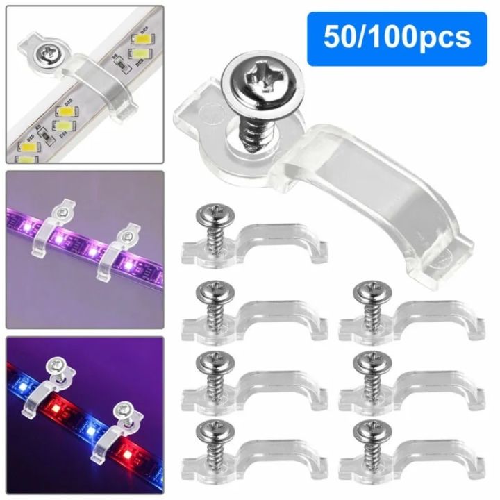 50/100Pcs Fixator LED Strip Fixing Clips with Screws Mounting Bracket ...
