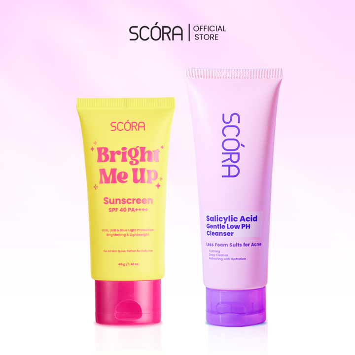 SCORA Bright Me Up Sunscreen 40 Gr + SCORA Gentle Low pH Cleanser 100ml ...