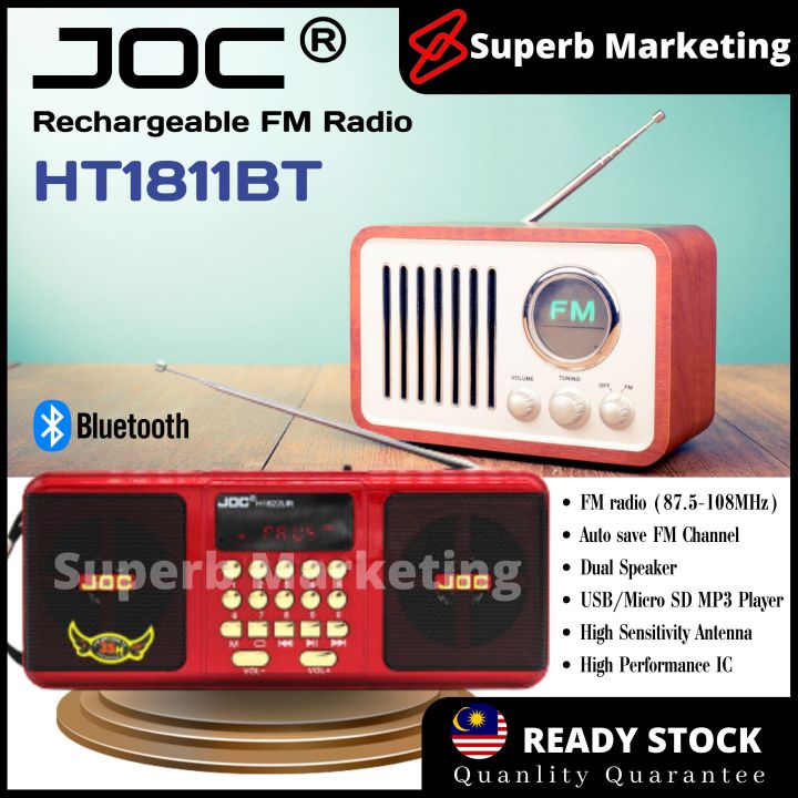 ORIGINAL JOC H1811BT FM Radio Bluetooth Rechargeable 18650 Battery Make ...