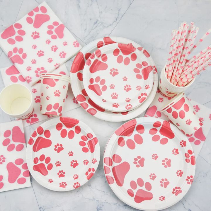 PT176 Pink Pawty Puppy Dog Set - Plates, Balloons, Tableware for Dog ...