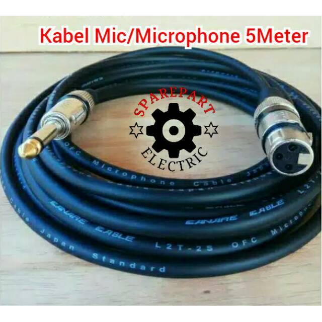KABEL MIC MICROPHONE 5 METER Jack Canon XLR Female ke Akai Mono 6.5mm ...