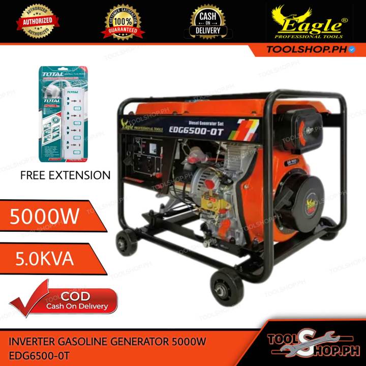 EAGLE 5000w/5.0KVA Diesel Generator Open Type EDG6500-OT Free Extension ...