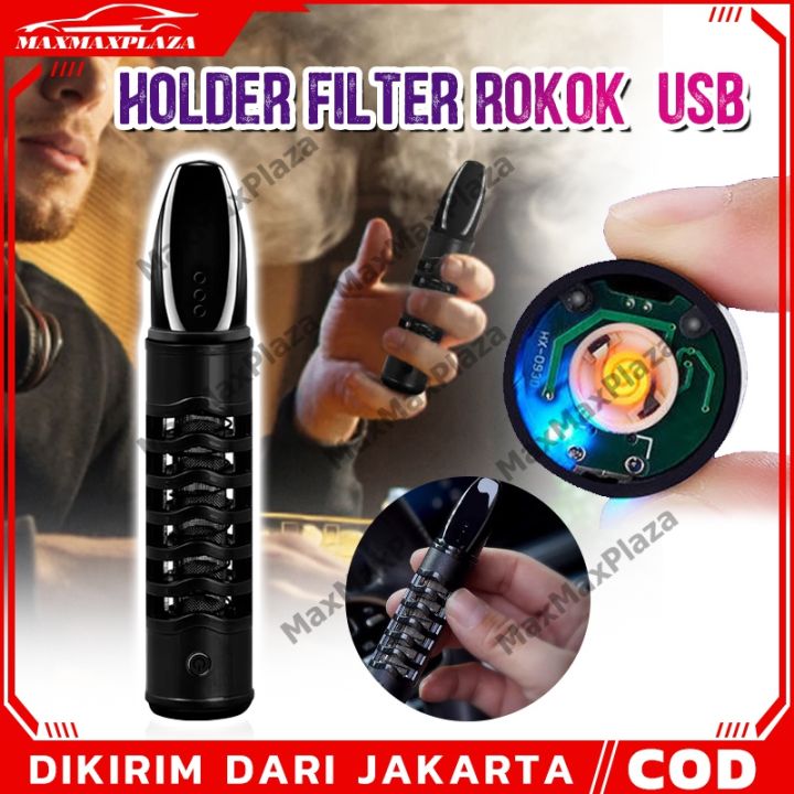 Pipa Asbak Portable / Holder Filter Rokok / Holder Rokok Pemantik USB ...