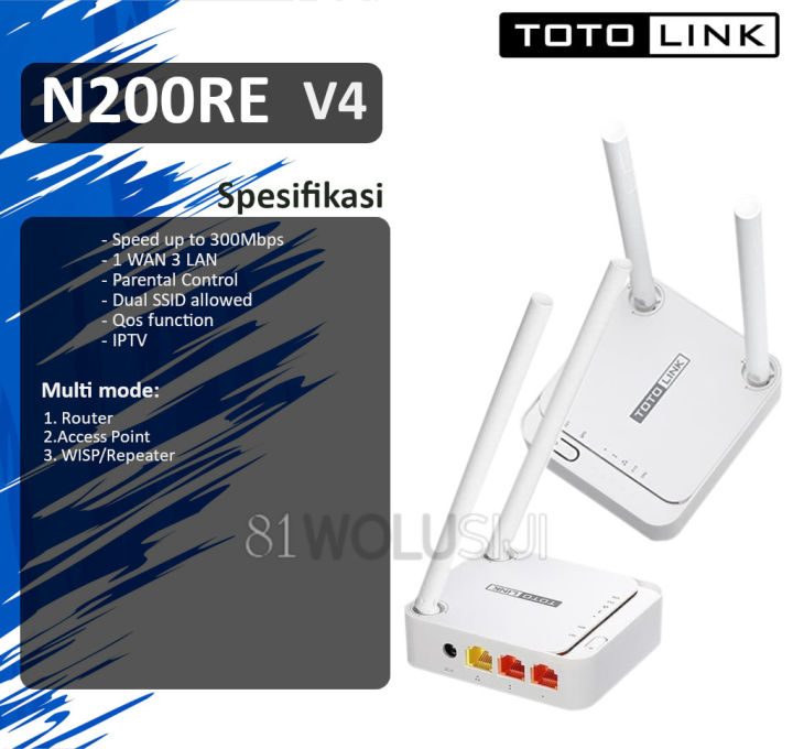 Totolink Wireless/Wifi Router N200RE 300Mbps WISP Support - V4 | Lazada ...