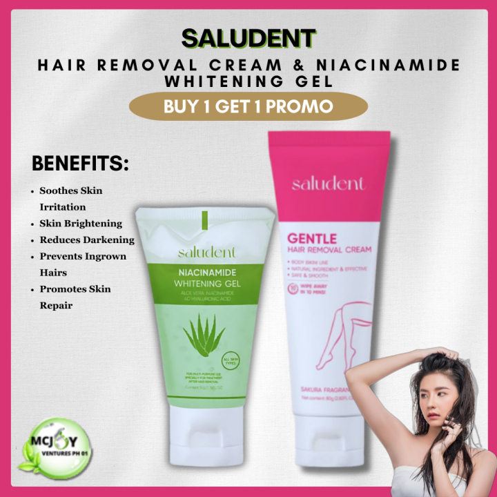 Saludent Hair Removal Cream + Aloe Vera Whitening Gel Painless Underarm ...