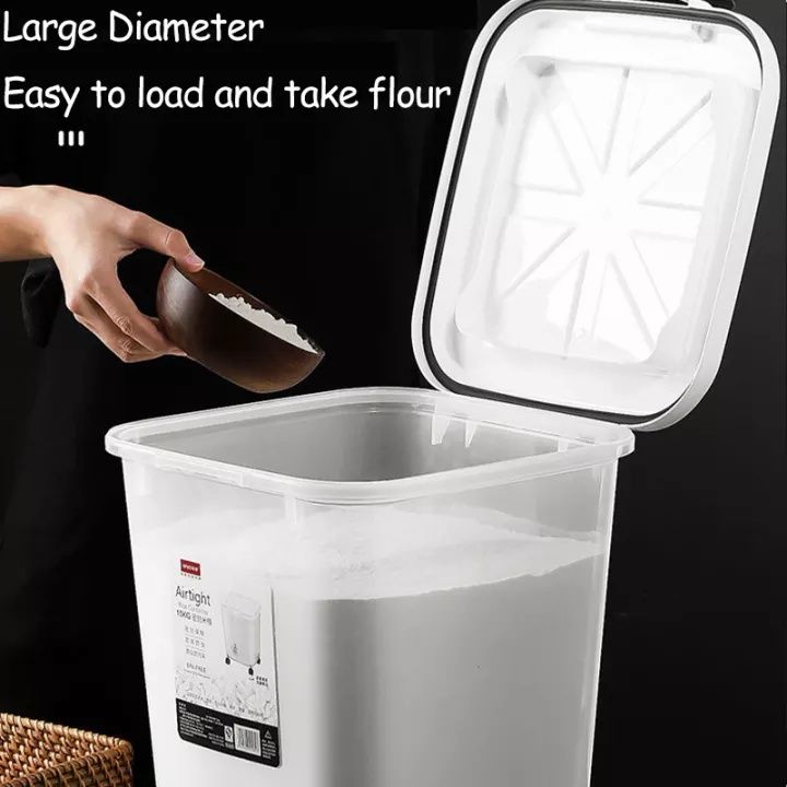 High-Capacity Cereal Rice Dispenser 25Kilos Flour Rice Storage Airtight ...