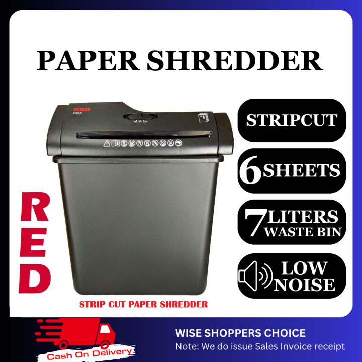 stripcut RED Paper Shredder Machine 7L ( Max 6 sheets of A4 80gsm ...
