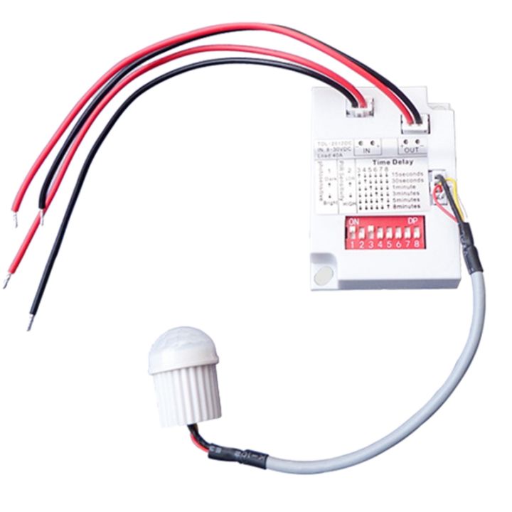 12V 24V PIR Motion Sensor Switch IR Infrared Human Induction Time Delay ...