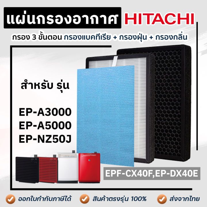 แผ่นกรองอากาศ Hitachi EP-A3000 EP-A5000 EP-TZ30J และ EP-NZ50J ไส้กรองอากาศ EPF-CX40F, EP-DX40E ...