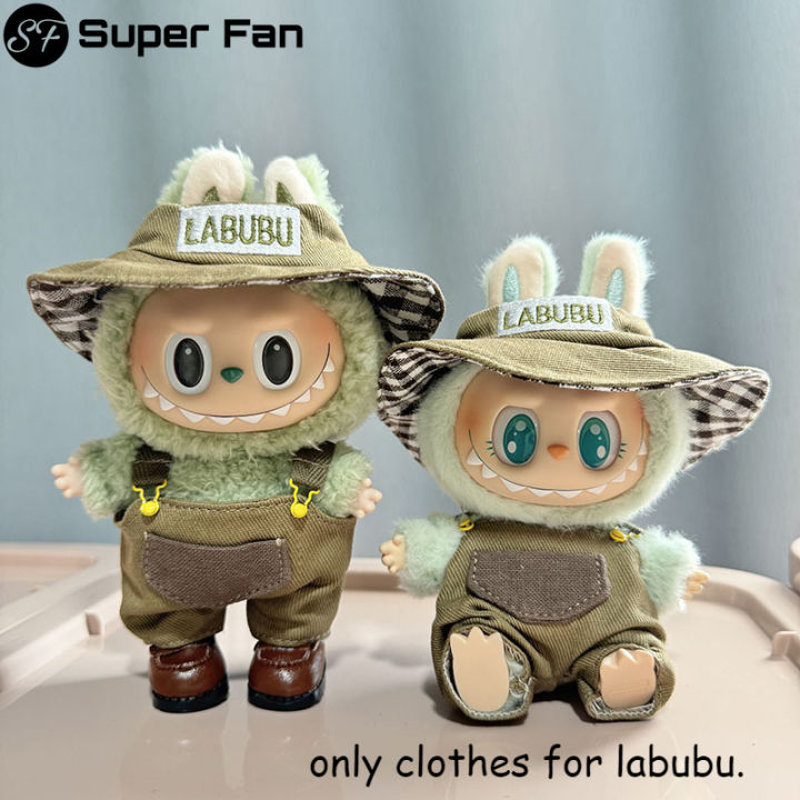 (Super Fan) Labubu Keychain Clothes Only 17cm Labubu Green Fisherman ...
