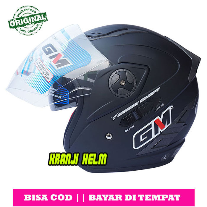 Helm gm interceptor double visor solid black doft original sni | Lazada ...