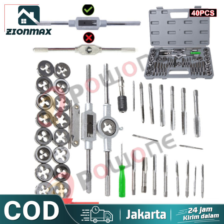 40 Pcs Metric Tap Die Set Alat Snai dan Tap Ulir Tangan Tungsten ...