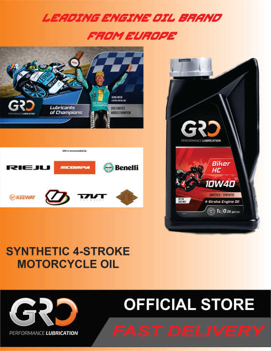 Global Racing Oil GRO BIKER HC 10W-40 SYNTEHTIC HIGH PERFORMANCE SCOOTER MOTORCYCLE OIL | Lazada PH