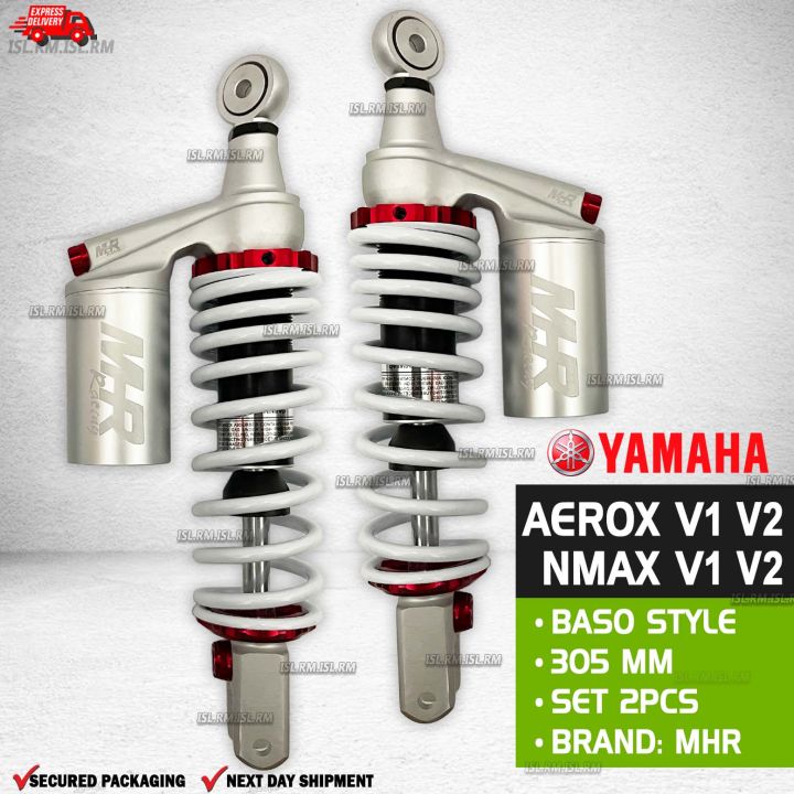 Yamaha NMAX AEROX V1 V2 Rear shock absorbers 2pcs with Baso style WHITE ...
