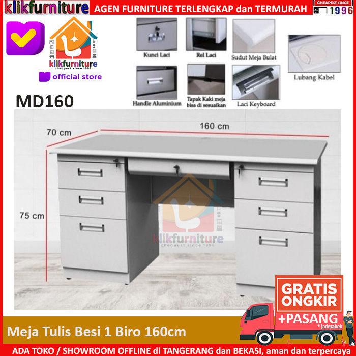 Meja Tulis Besi Meja Kantor Besi Meja Kerja Rangka Besi 1 BIRO MD160 ...