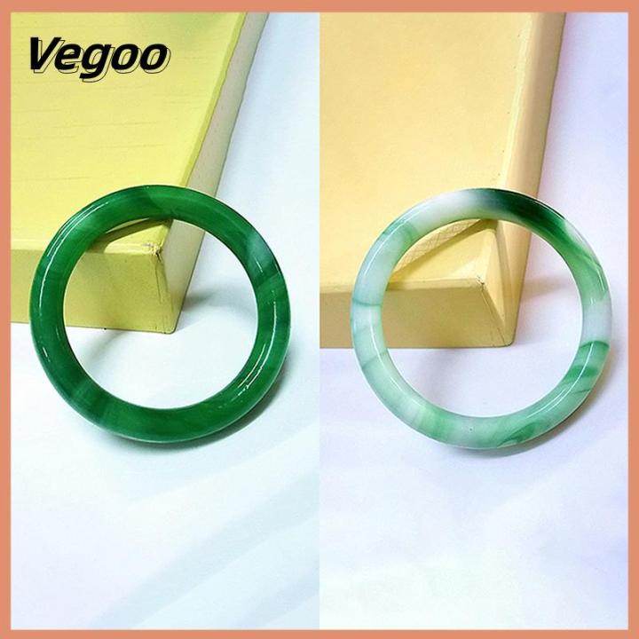 Vegoo สร้อยข้อมือหยกเทียมสีเขียวสำหรับผู้หญิงสร้อยข้อมือกลมวินเทจ ...