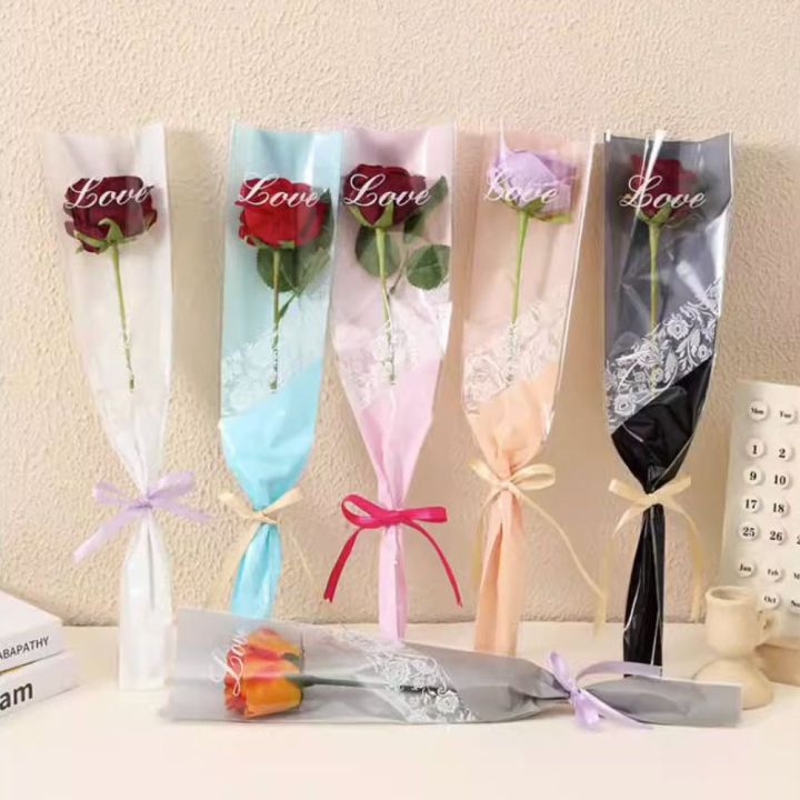 VBBN 50PCS Transparent Flower Packaging Bag Waterproof Package Supplies ...