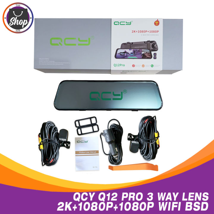 NEW QCY Q12 PRO 3 Way Dashcam With WIFI +BSD 1440P Front + 2x 1080P ...